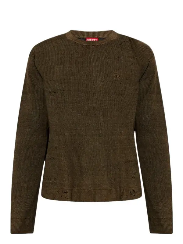 DIESEL® Distressed Fine Knit Sweater - Brown