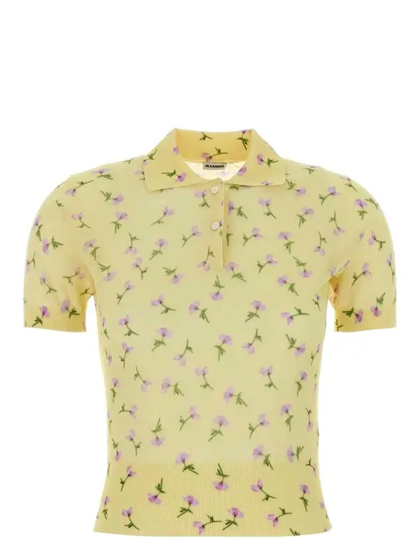 JIL SANDER Floral Knit Polo T-shirt - Yellow