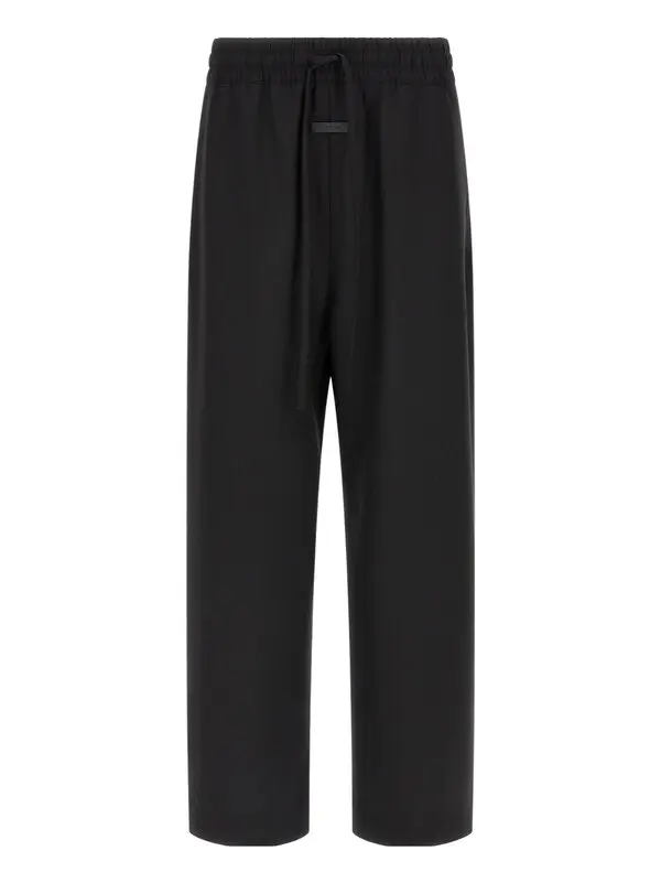 Fear Of God Wide-leg Drawstring Pants With Embossed Logo - Black