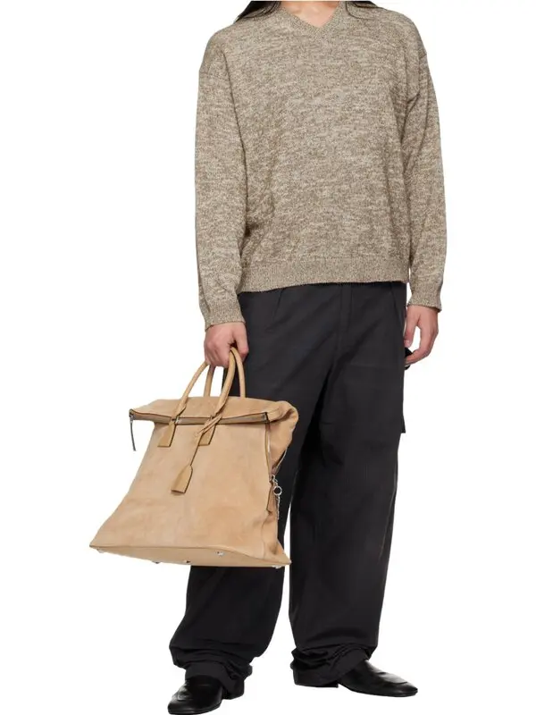MAISON MARGIELA V-neck Ribbed Jumper - Light Brown