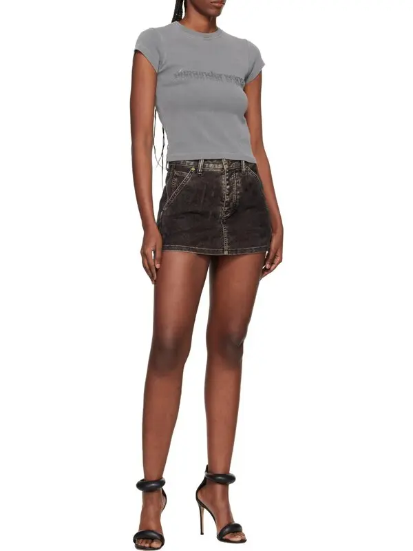 Alexander Wang Flocked Denim Mini Skort - Black