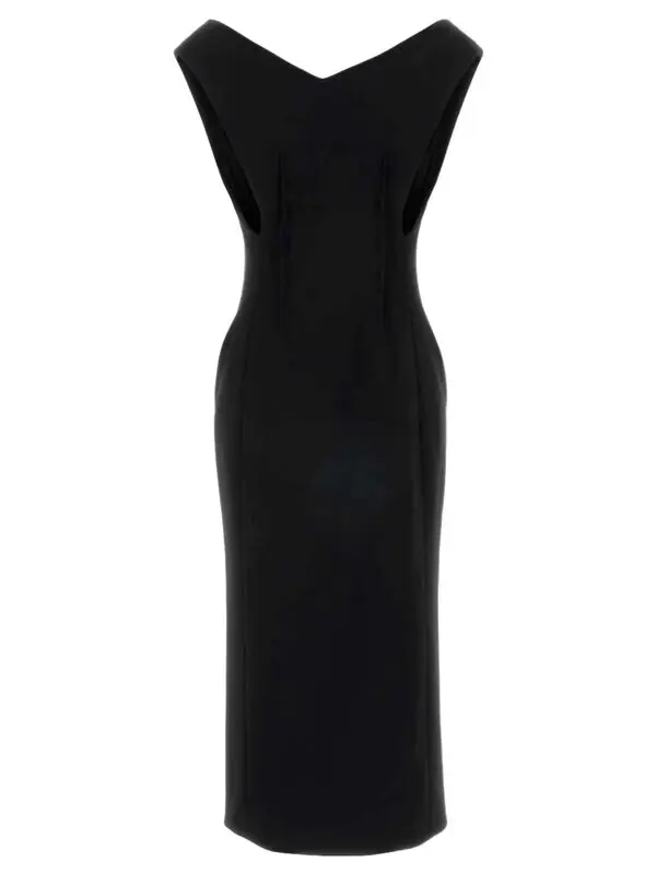 JIL SANDER V-neck Sleeveless Midi Dress - Black
