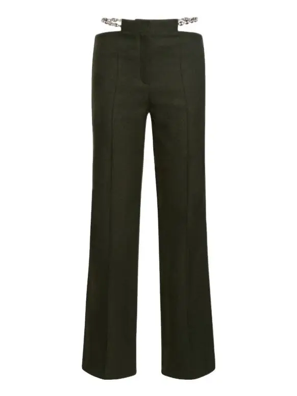 AYA MUSE Embossed Wide-leg Trousers - Black