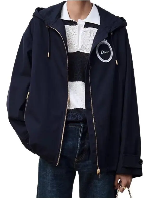 Dior Embroidered Anorak - Navy Blue