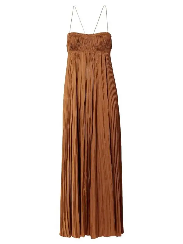 Ulla Johnson Halterneck Pleated Maxi Dress - Amber