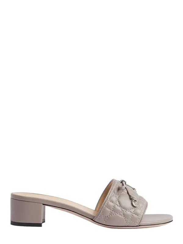 Dior Cannage Block Heel Mules - Nude