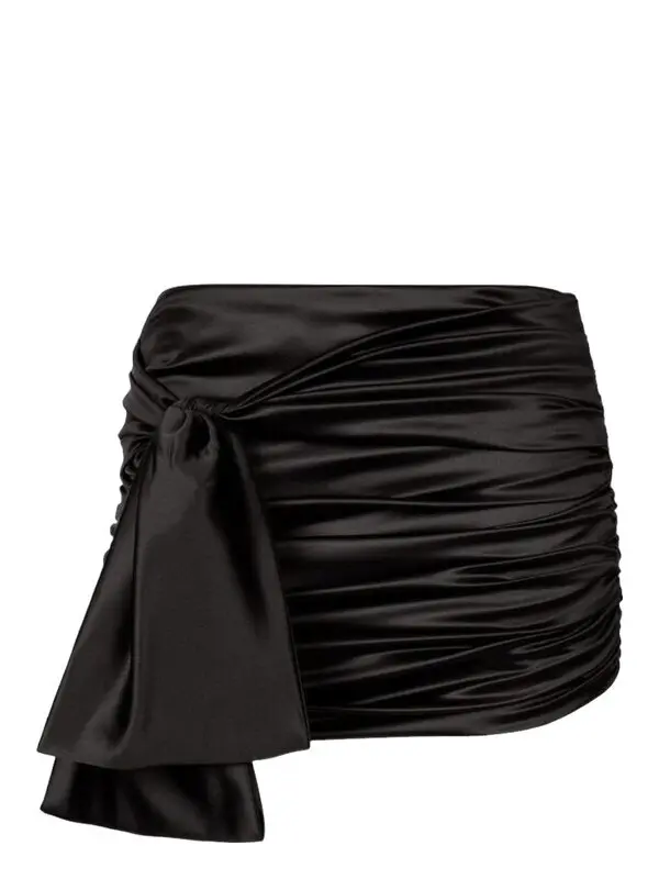 Dolce & Gabbana Satin Mini Skirt With Side Bow Detail - Black
