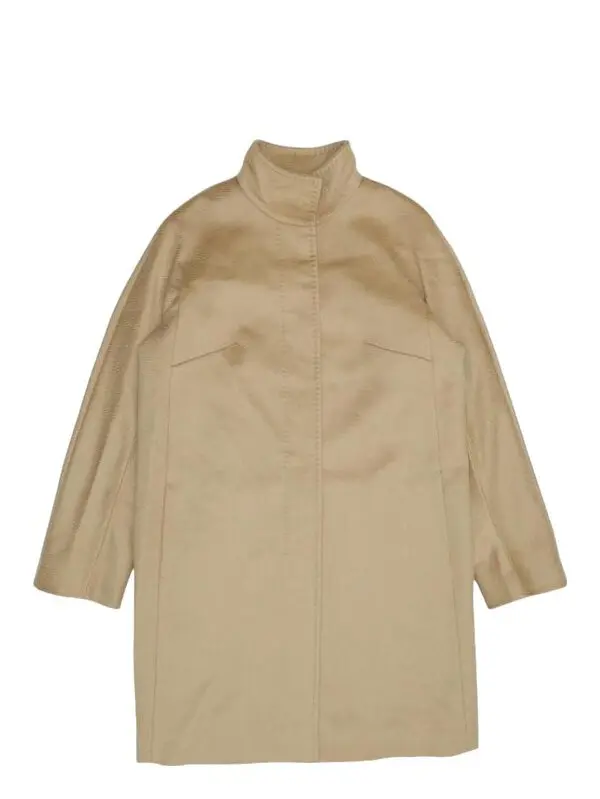 Max Mara Melina Logo High Neck Coat - Nude