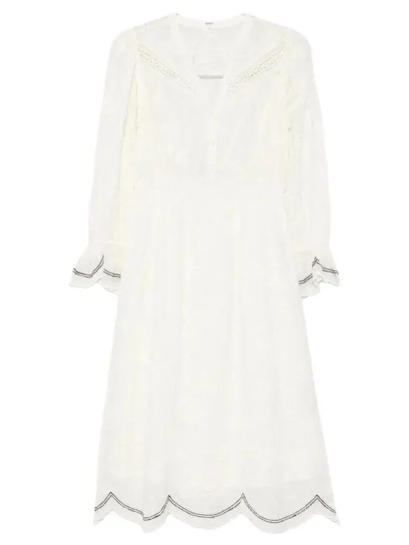 Ba&sh Cutout Detail Dress With Fan-shaped Hem And Three-quarter Sleeves - White