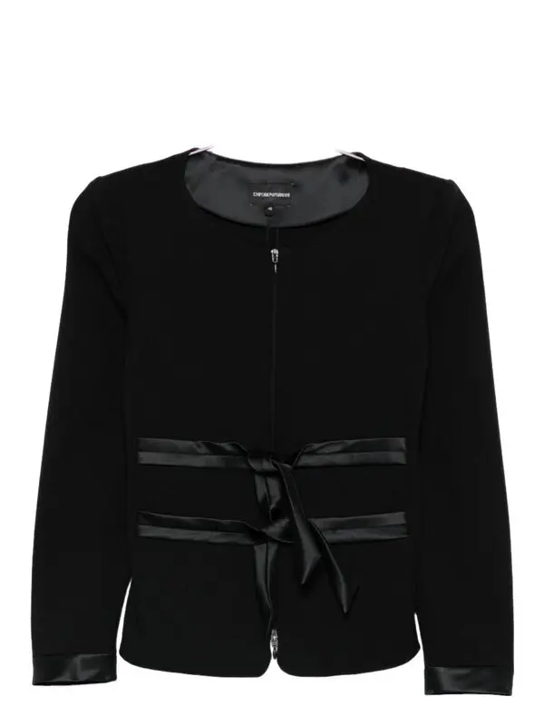 Emporio Armani Bow-detailed Zip-up Jacket - Black