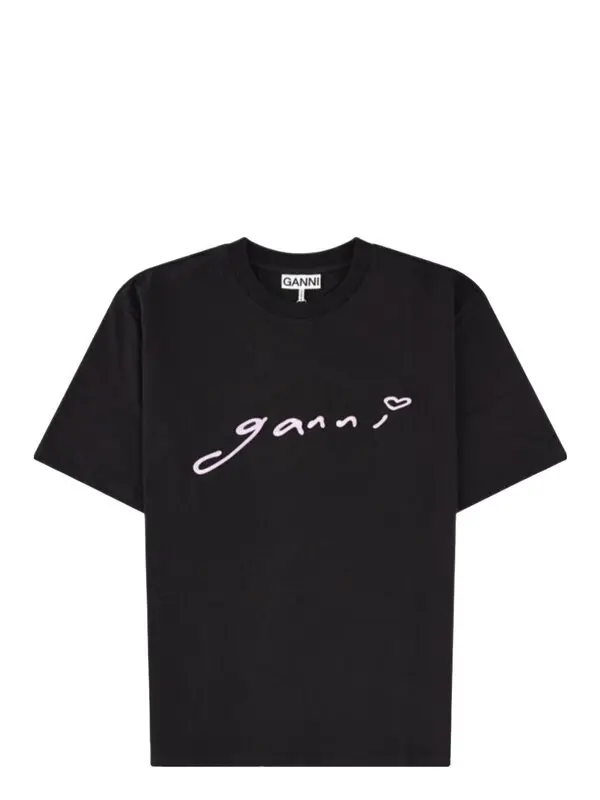 GANNI Embroidered Logo T-shirt - Phantom