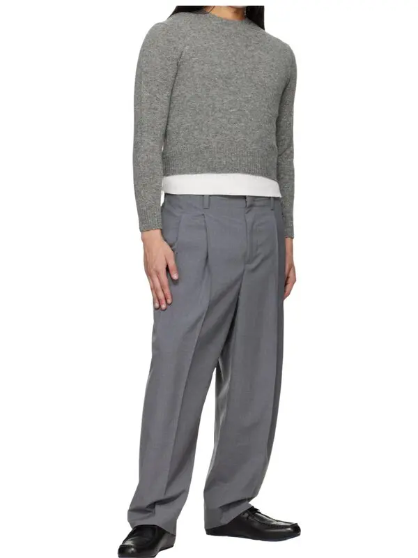 JIL SANDER Gray Knit Wool-blend Sweater - Grey