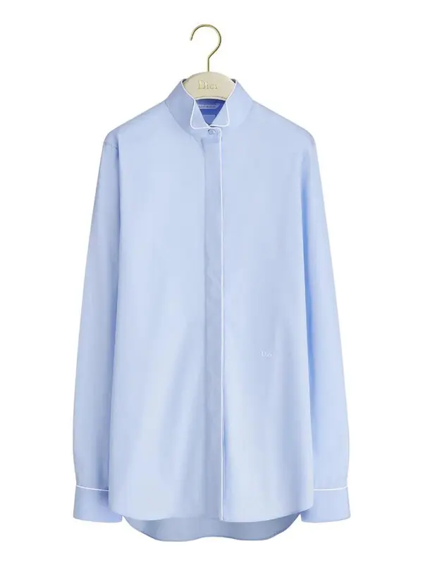Dior Wing-collar Blouse With Concealed Front Closure - Blue