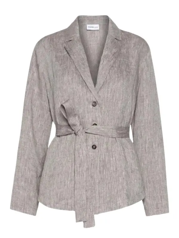 Marella Long-sleeved Belted Jacket - Gray