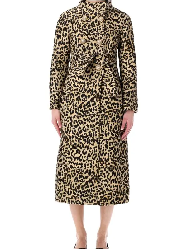 Valentino Garavani Leopard Print Double-breasted Coat - Multicolor