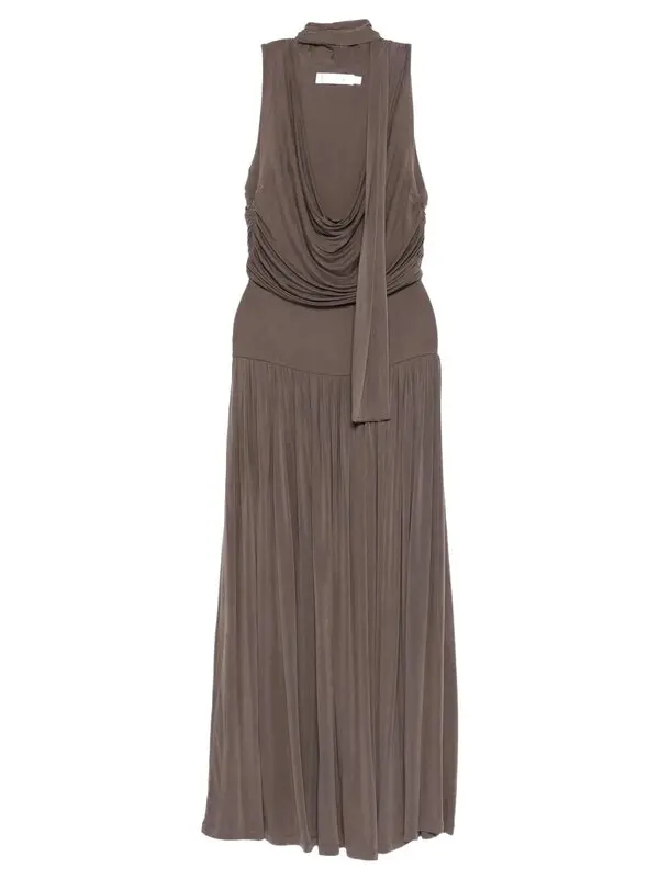 AYA MUSE Sleeveless V-neck Ruched Midi Dress - Green