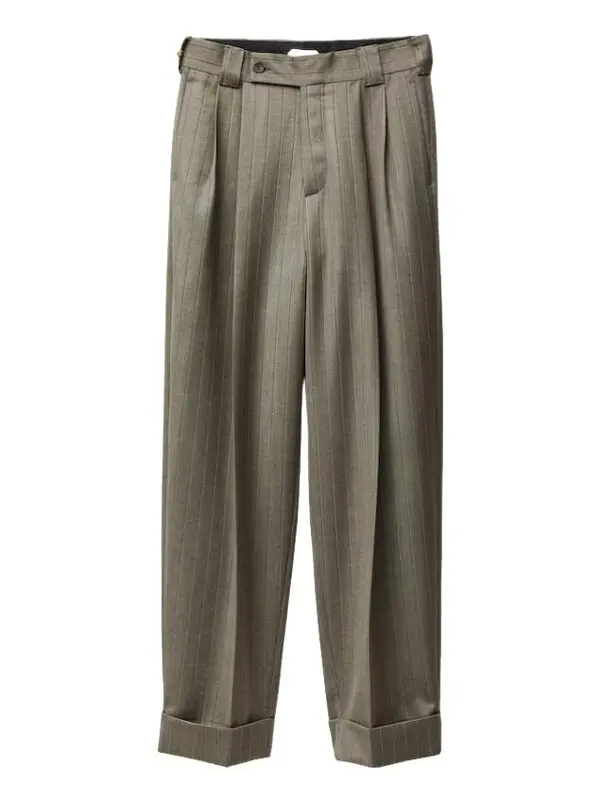 Versace Pinstripe Twill Oversized Pants - Grey