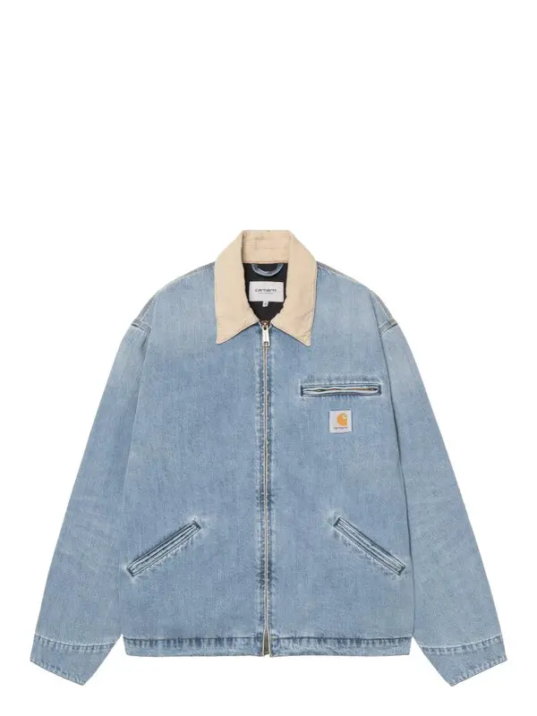 Carhartt Work In Progress Contrast-collar Denim Jacket - Blue/taupe, Burst Washed