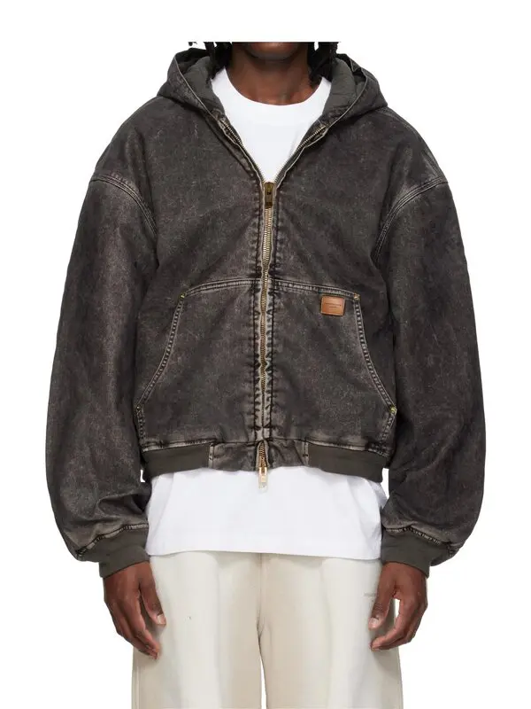 Alexander Wang Flocked Oversized Carpenter Jacket - Weathered Grey