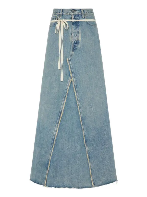 MAISON MARGIELA Raw Hem Denim Maxi Skirt - Gray
