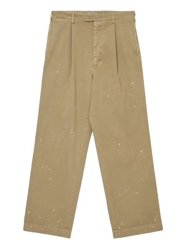 Auralee Paint Splatter Straight-leg Trousers - Green