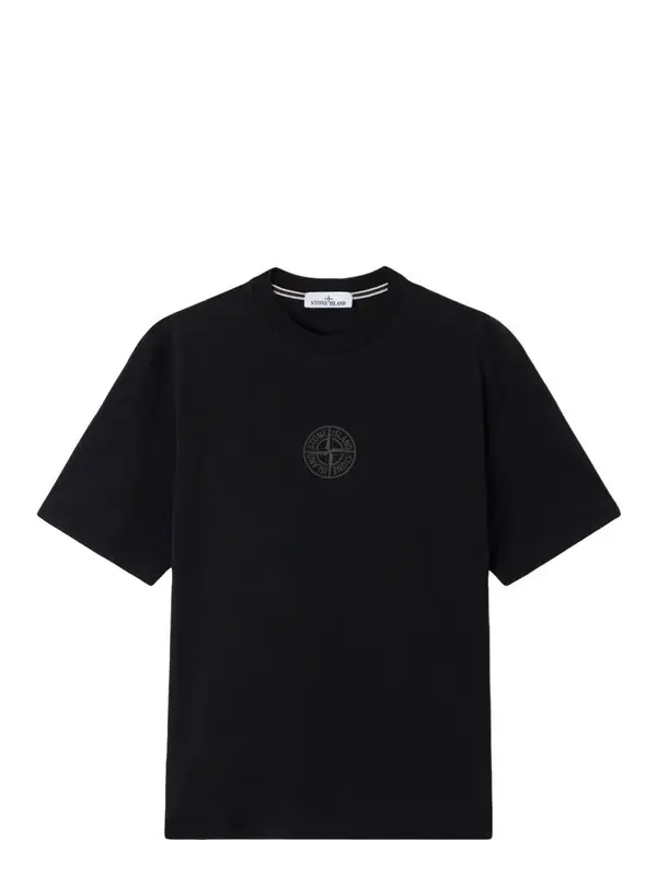 Stone Island Camo Compass Printed Crewneck T-shirt - Black