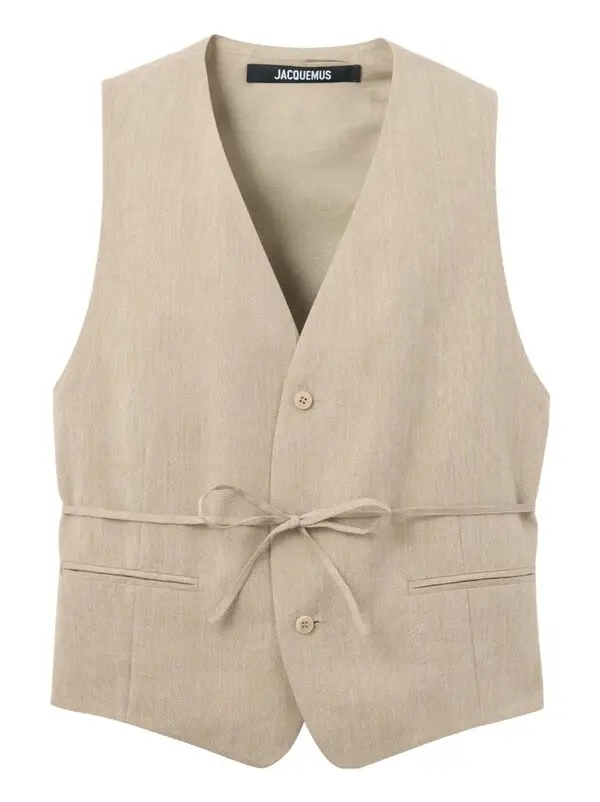 Jacquemus Belted Sleeveless Blazer - Light Brown