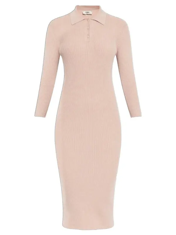 Fendi Long Sleeve Polo Dress - Nude