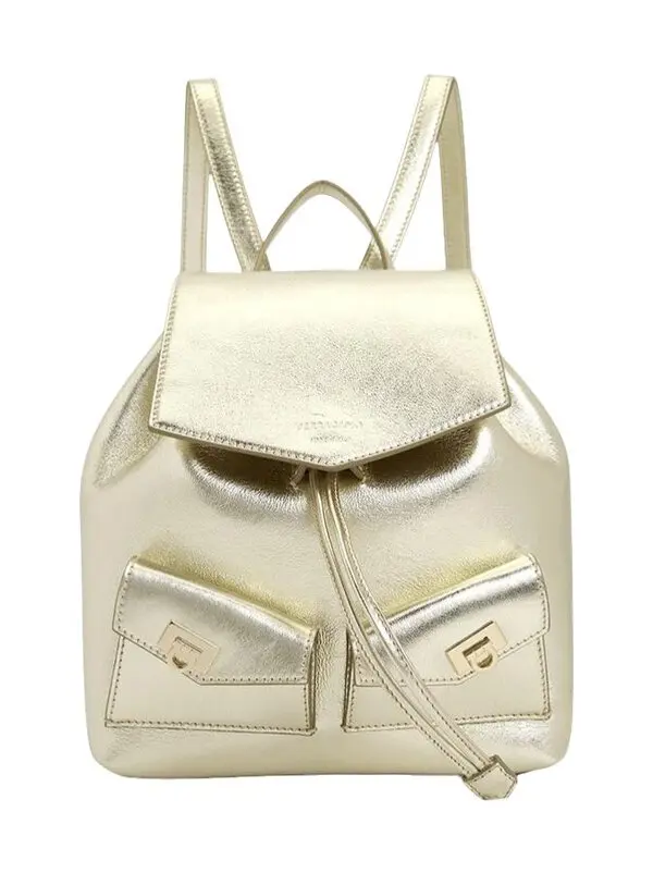 FERRAGAMO Metallic Leather Mini Backpack - Nude