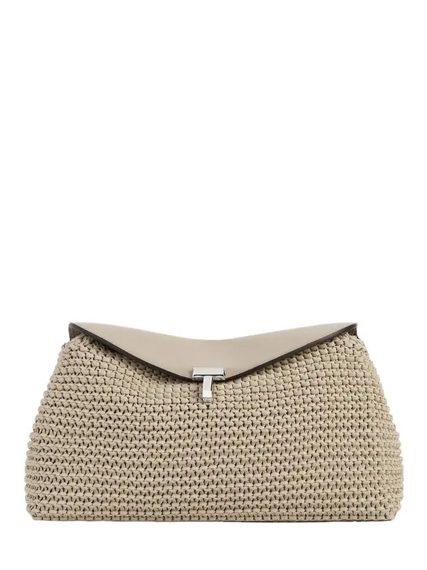 TOTEME T-lock Woven Leather Clutch Bag - Light Brown