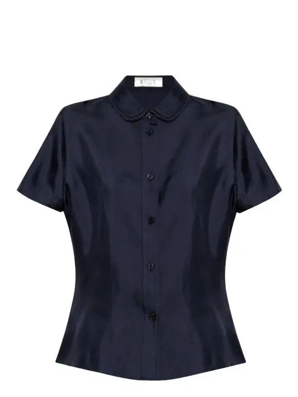 RÓHE Short-sleeved Satin Shirt - Black