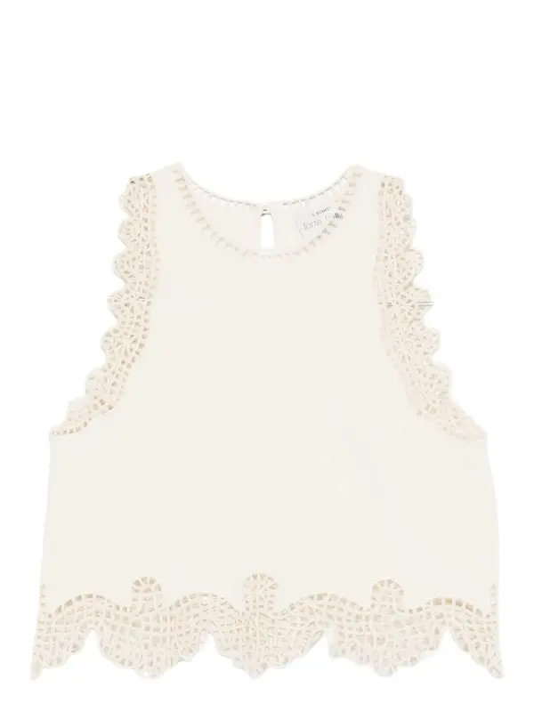FORTE_FORTE Ivory Embroidered Popline Top - White