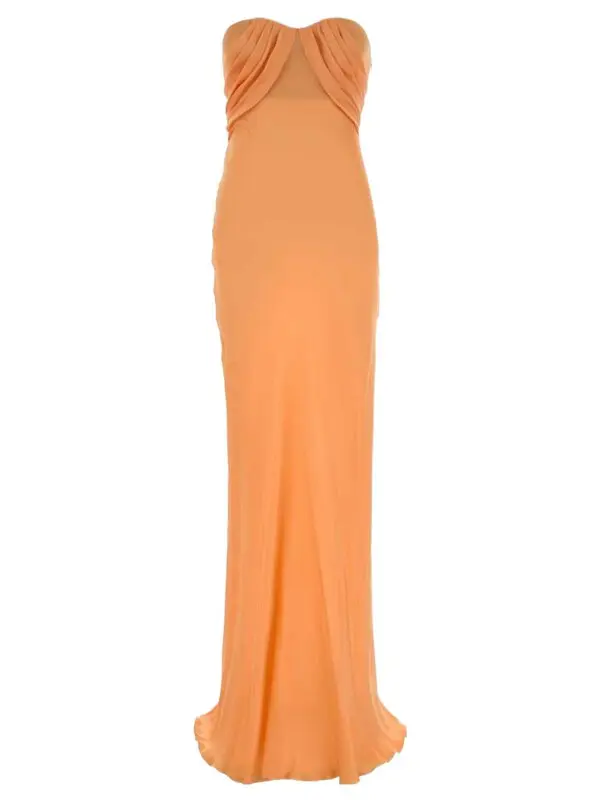 Ermanno Scervino Strapless Ruched Maxi Dress - Orange