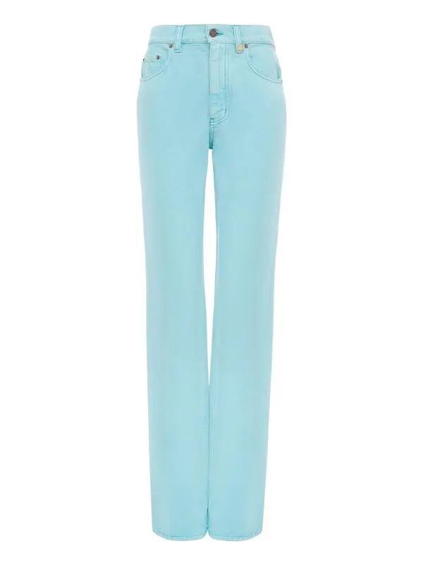 Chloé Straight-leg Jeans In Garment-dyed Organic Cotton Denim - Washed Turquoise