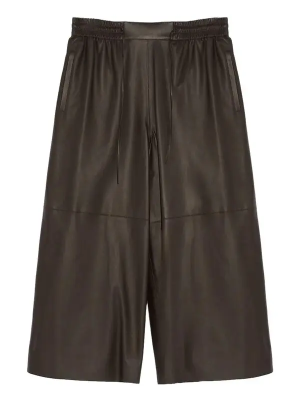 YVES SALOMON Leather Wide-leg Trousers - Brown