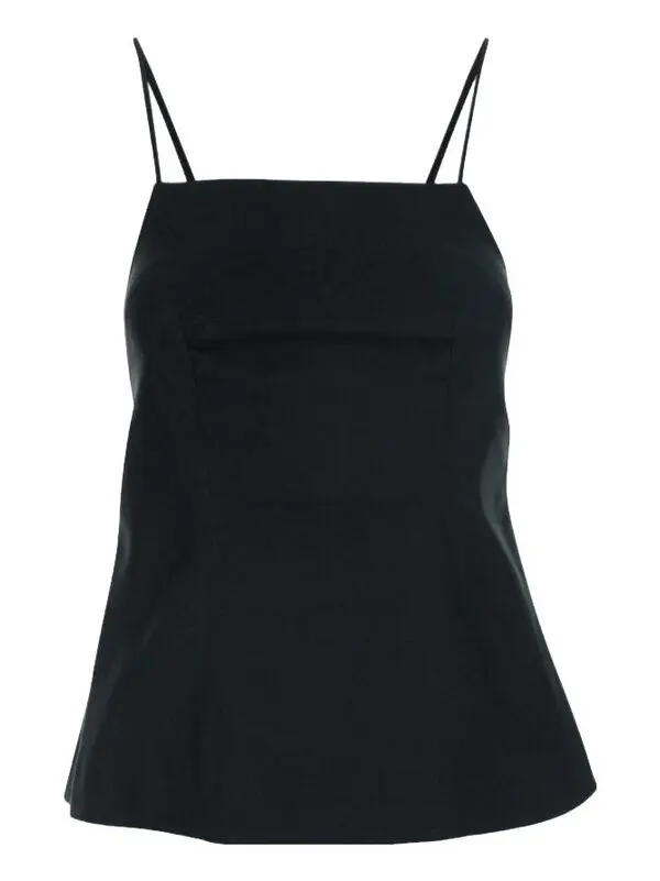 SEMICOUTURE Linen Cut-out Top With Thin Straps - Black