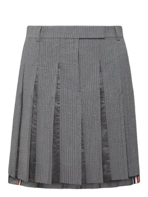 Thom Browne Seersucker Pleated Mini Skirt - Light Gray