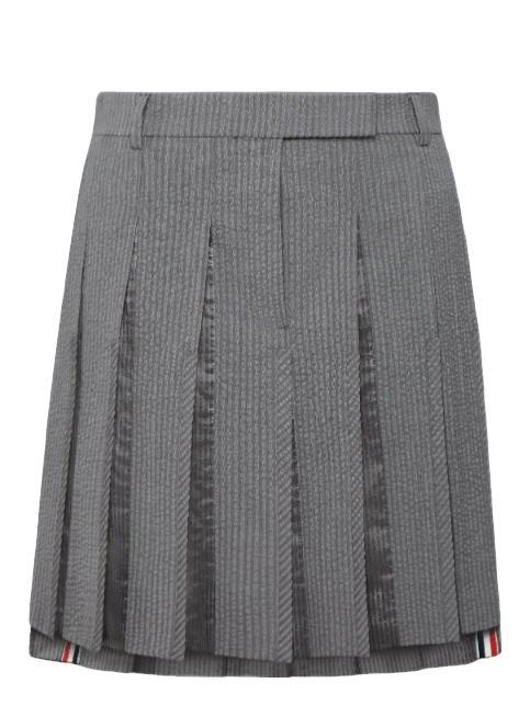 Thom Browne Seersucker Pleated Mini Skirt - Light Grey