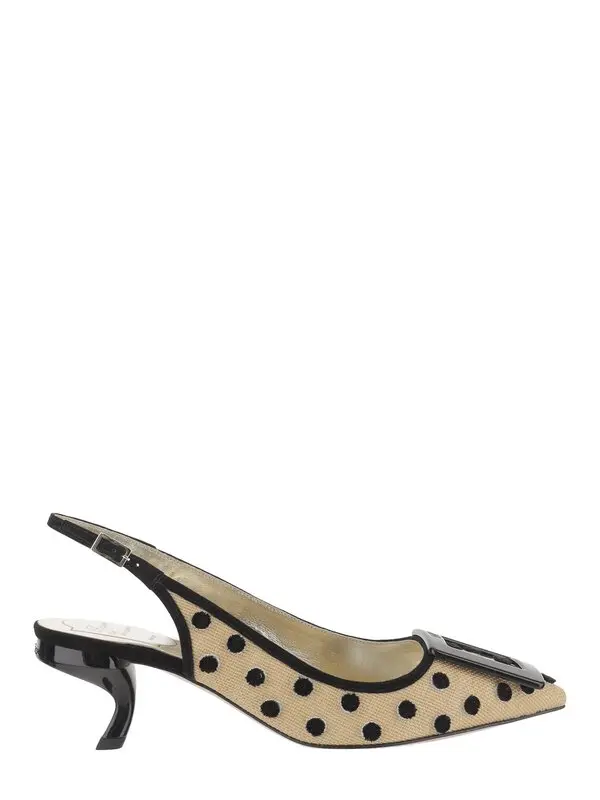 ROGER VIVIER Polka Dot Virgule Slingback Pumps - Nude