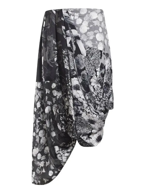 MAISON MARGIELA Floral Asymmetric Skirt - Gray