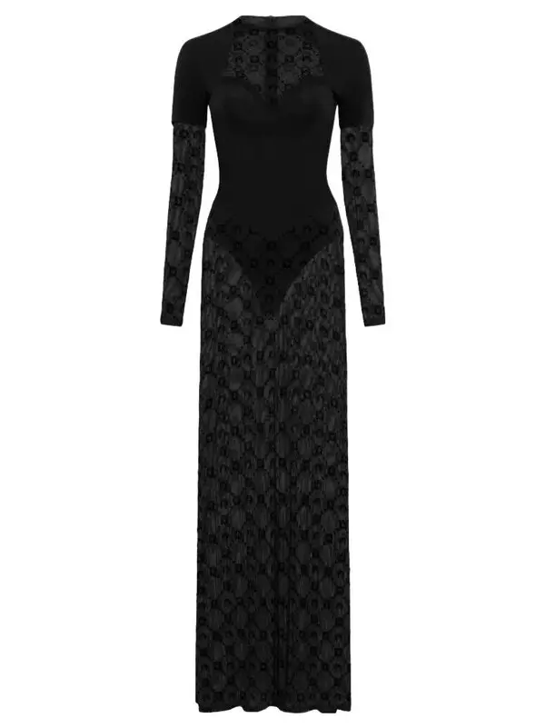 MARINE SERRE Long Sleeve Layered Maxi Dress - Black