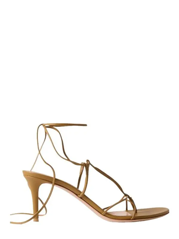 GIANVITO ROSSI Leather Thin Strap Lace-up Sandals - Brown