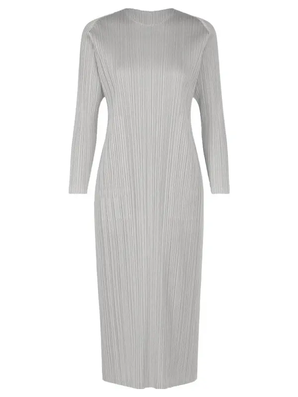 Issey Miyake Pleated Midi Dress - Light Grey