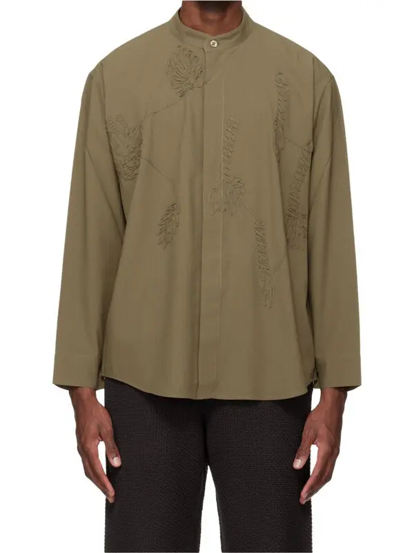 Issey Miyake Long-sleeved Applique Shirt - Khaki