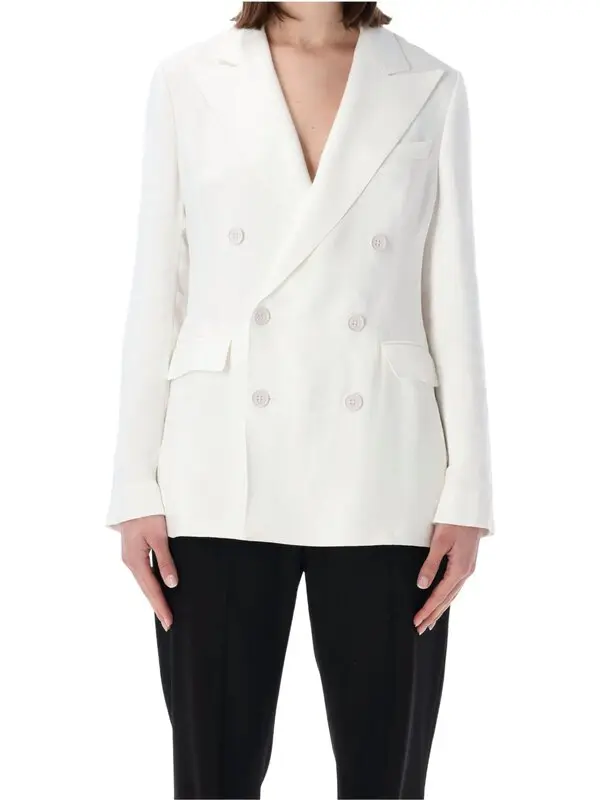 Ralph Lauren Double-breasted Blazer With Sheer Back - White