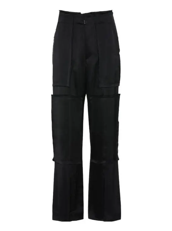 MAISON MARGIELA Patchwork Satin Wide Leg Trousers - Black