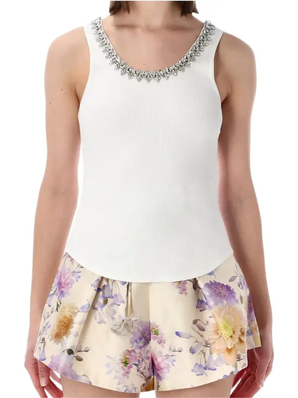 Zimmermann Embellished Scoop Neck Tank Top - Nude