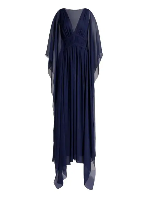 Alberta Ferretti Silk Creponne Evening Dress - Blue