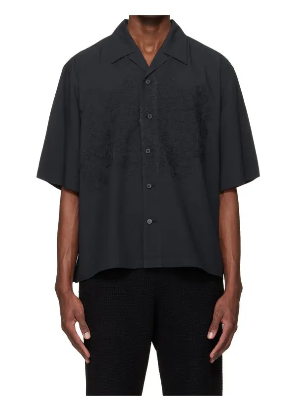 Issey Miyake Embroidered Embossed Shirt - Black