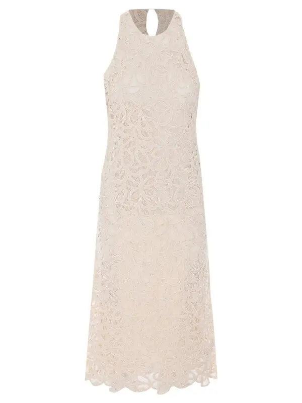 Patrizia Pepe Lace Midi Dress - Nude